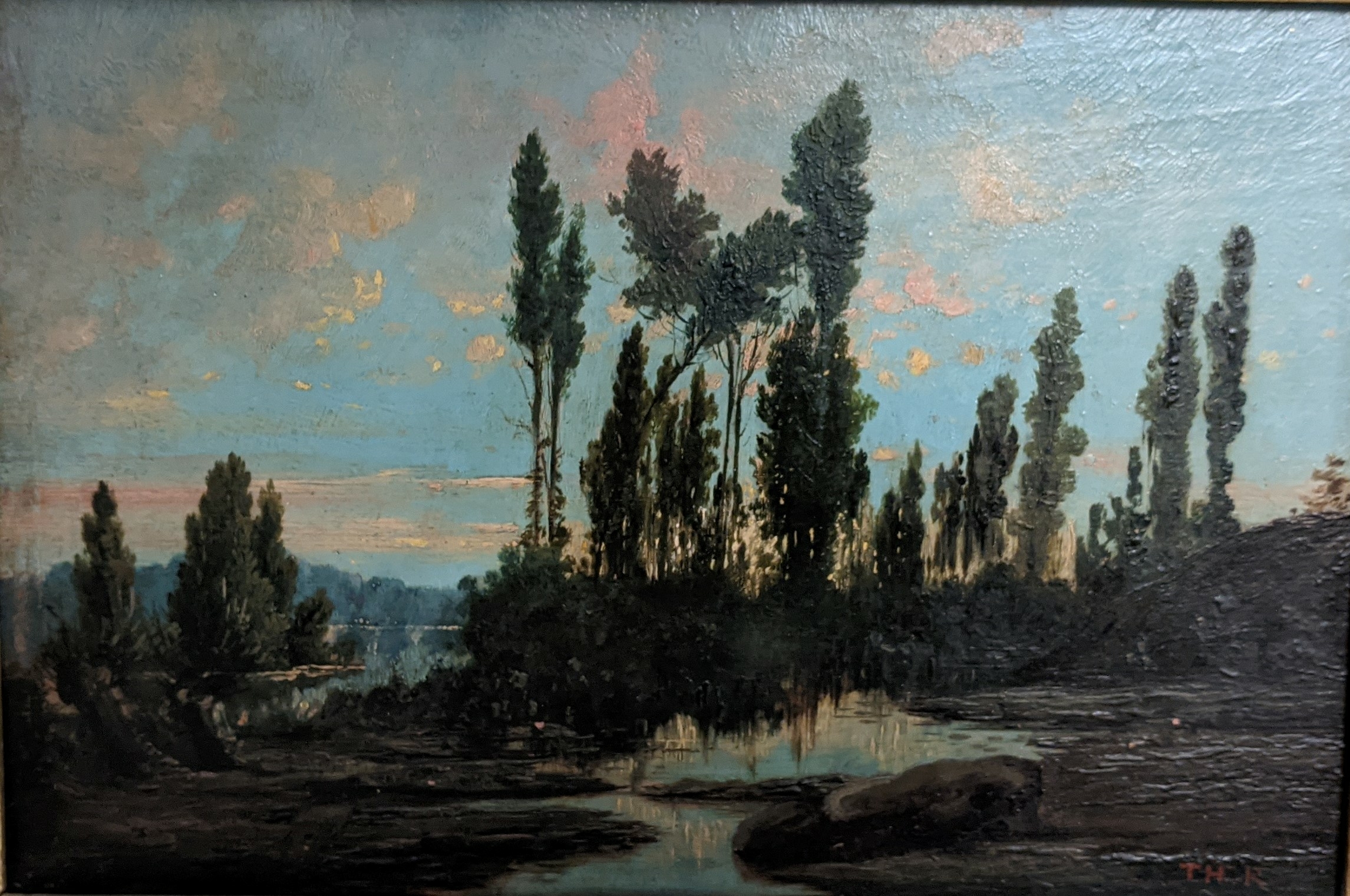 Paysage au coucher du soleil par Théodore Rousseau